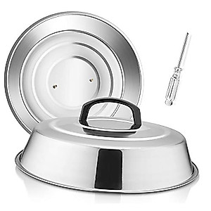 HaSteeL Cheese Melting Dome Set of 2, 12 Inch Round Basting Cover Metal Steam Cover, Stainless Steel Griddle Accessories for Flat Top Grill/Outdoor BBQ/Kitchen Cooking