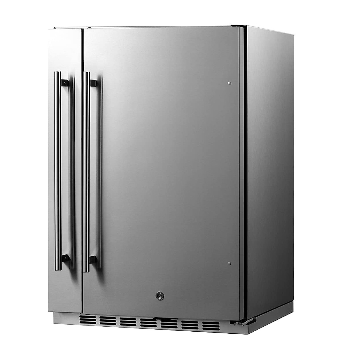 Summit Appliance SPR196OS24 24" Wide Built-In All-Refrigerator, Slide-out Storage Compartment, 17.25" Shallow Depth, Weatherproof Design, Stainless Steel Construction, 3.13 cu.ft Capacity