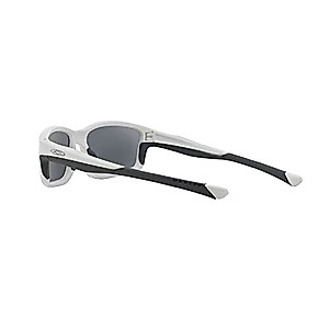 Oakley Men's OO9247 Chainlink Rectangular Sunglasses, Matte White/Grey Polarized, 57 mm