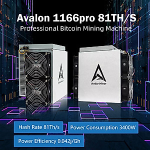 Used Avalon 1166 Pro 81TH/S Bitcoin Miner BTC BCH Miner Asic Crypto Mining Machine Avalon Miner Include Power Cords and PSU