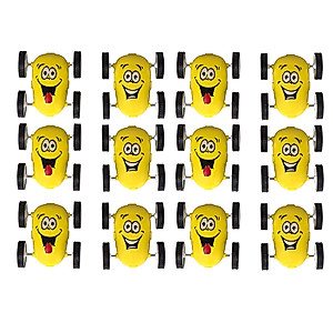 Toyrifik Friction Small Emoticon Stunt Toy Cars- Bulk 12 pack (1 Dozen) Party Favors, Goodie Bag Stuffers, Prize, For Kids and Toddlers