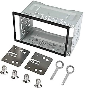 QLOUNI Double Din Installation Kit, Universal Double DIN Installation Cage Kit Slot Metal Car Stereo Radio Mounting Frame, Compatible for Passat/MK3/Jetta Panel Frame