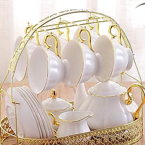 Abaodam Coffee Mug Holder Coffee Cup Rack Tea Cup Holder Dishes Organizer Stainless Steel Wire Rack Display Stand with 6 Hooks for Kitchen Counter Tea Party