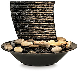 Water Ripple Japanese Zen Indoor Tabletop Fountain 17 1/4" High with Light Waterfalls Meditation Decor for Table Desk-Top Home Office Bedroom House Living Room Relaxation - John Timberland