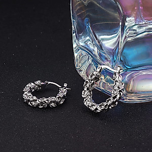 ORAZIO Stainless Steel Byzantine Chain Necklace Bracelet Earrings for Women Jewelry Set