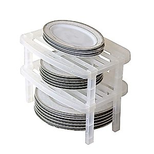 DecoBella Stackable Shelves for Cabinets and Countertop, Storage Organizer 2 Layer Shelves for Undersink, Pantry, Kitchen, Bathroom, Laundry Room, DIY Rack for Spices, Plates, Supplies (Clear)