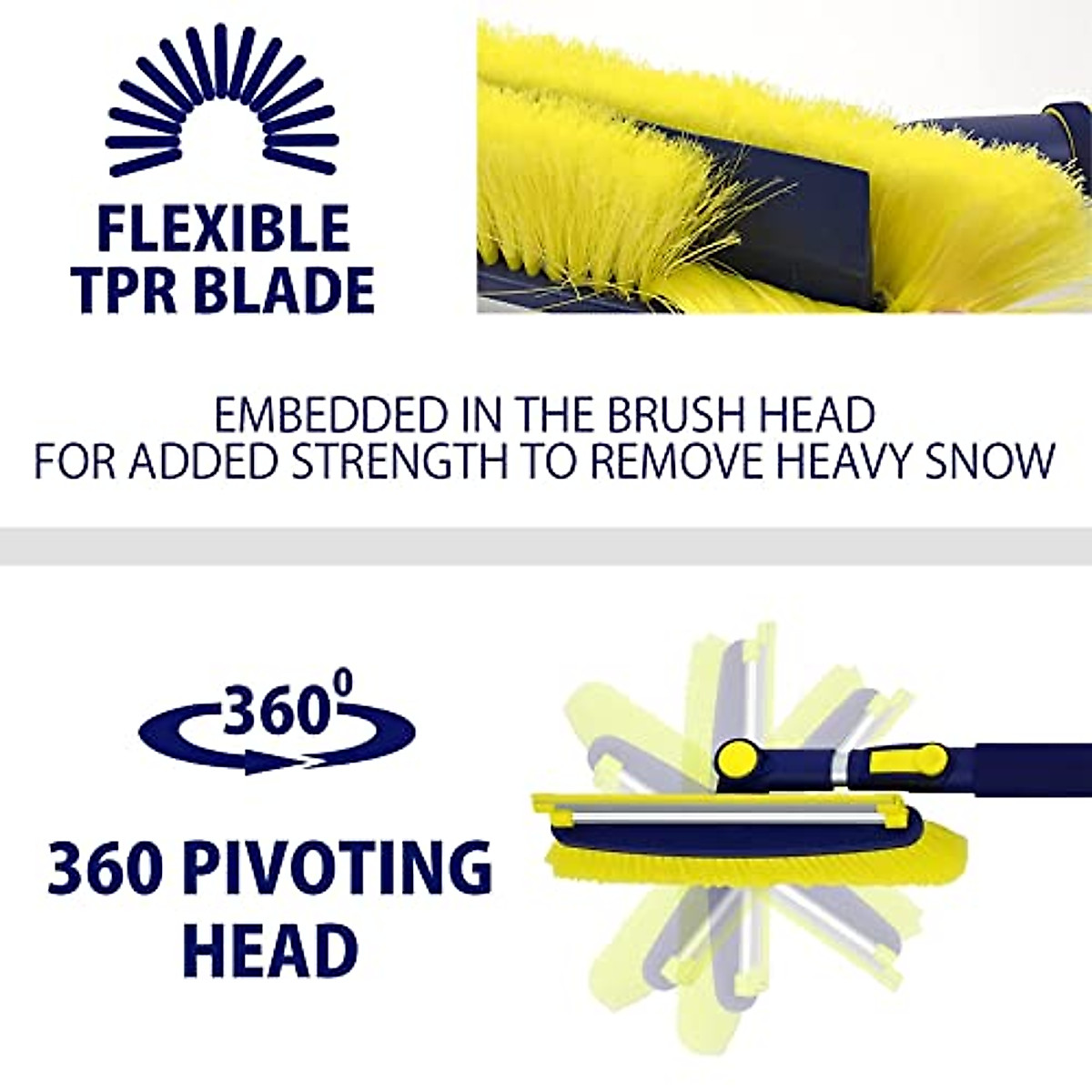 Koolatron Michelin Ultra Duty Extendable 43-63" Snow Brush for Trucks XL Swivel Head, Squeegee, Ice Scraper, Ergonomic, Scratch Free Auto Window Snowbrush, Windshield Broom for Car, SUV