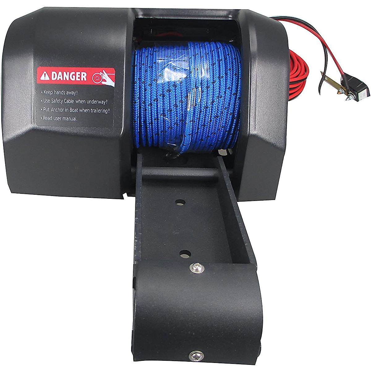 12V Up to 35 LBS Electric Marine Anchor Winch, Saltwater Boat Anchor Windlass Kit, Heavy Duty Towing Winches for Fishing Boat Pontoon Boat (Black, 35 LBS)