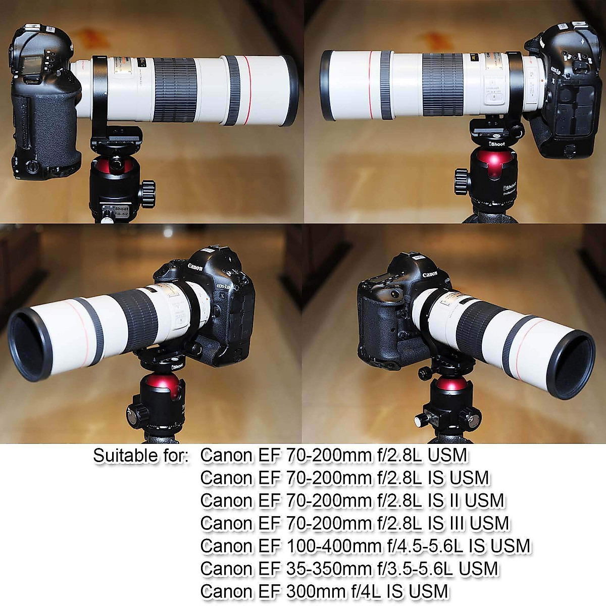 Tripod Mount Ring, iShoot 78mm Lens Collar Support for Canon EF 70-200mm f/2.8L is/II/III USM, 100-400mm f/4.5-5.6L is USM and 300mm f/4L is USM Lens, Built-in Arca-Swiss Type Quick Release Plate