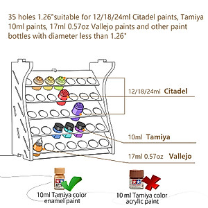 Bucasso Wooden Model Paint Organizer, Paint Rack with MDF Material for 35 Paint Bottles, Craft Paint Holder Suitable for Tamiya/Vallejo/Citadel, GK11 (Can be combined with other GK style)