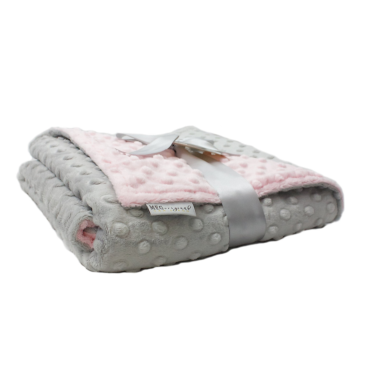 MEG ORIGINAL Minky Dot Baby Girl Blanket, Pink and Gray, 384