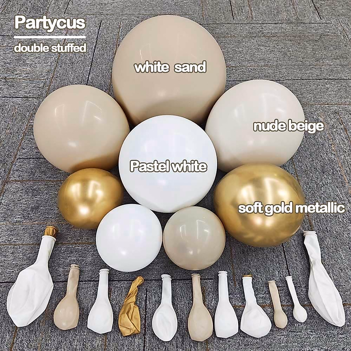 White Sand Gold Balloon Garland - Double Stuffed Pastel White Cream Beige Matte Balloons Neutral Nude Ivory Balloon Arch Kit for Boho Baby Shower Birthday Bridal Wedding Party Decoration