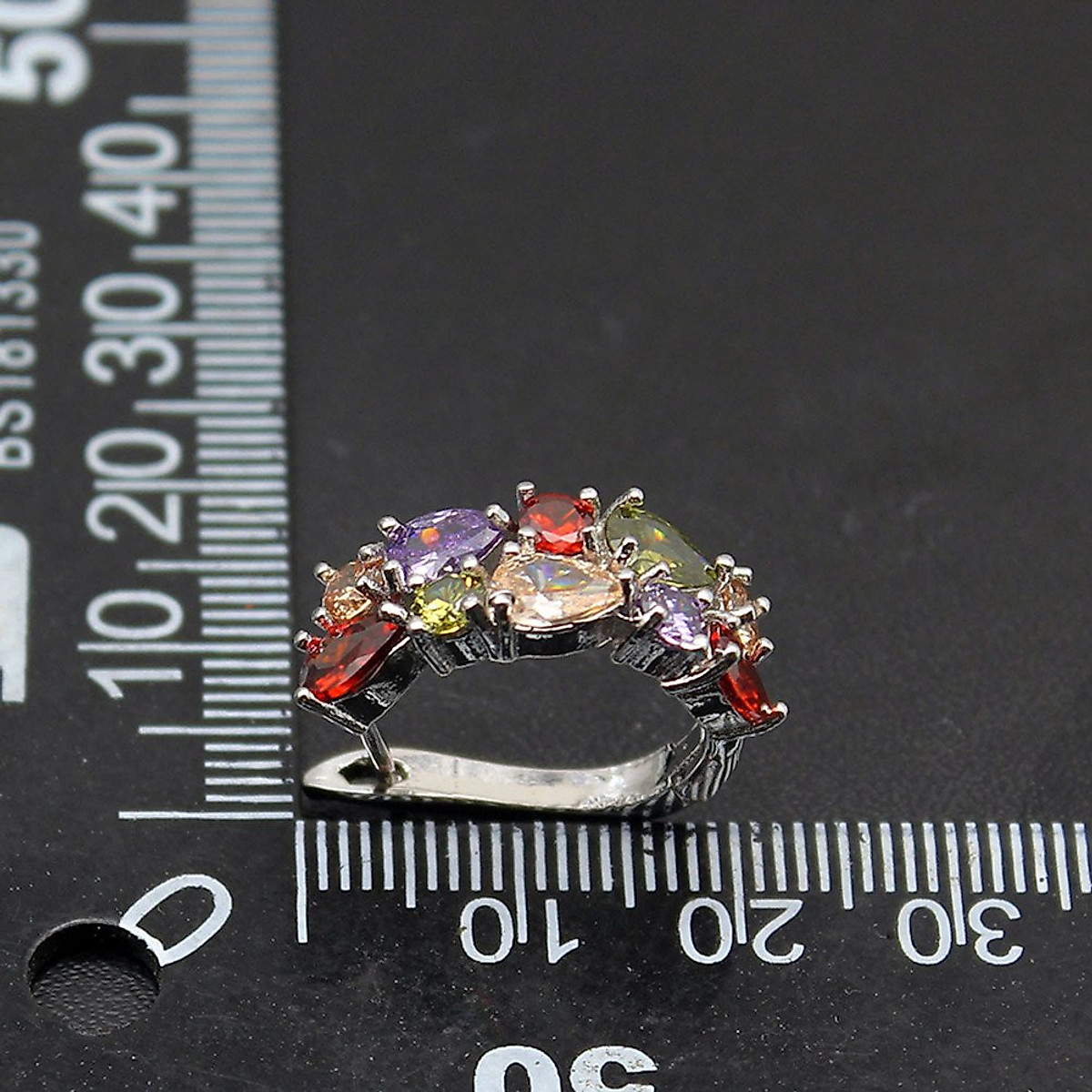 Vanessa Multi Gemstone Jewelry Sets for Women, Sparkling Garnet Amethyst Morganite Peridot Topaz Gifts For Her (Clip On Earrings)