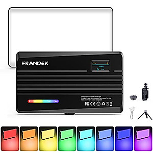FRANDEK Portable Light for Photography, 4000mAh Rechargeable RGB On-Camera Video Lights 360°Full Color, LED Soft Video Conference Lighting Dimmable 2500K-9000K, Selfie Lighting for Live Streaming