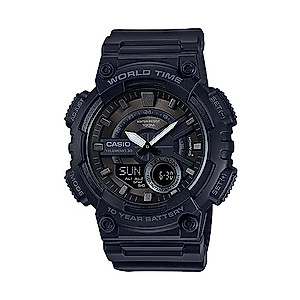 Casio Men's AEQ-110W-1BVCF CLASSIC Analog-Digital Display Quartz Black Watch