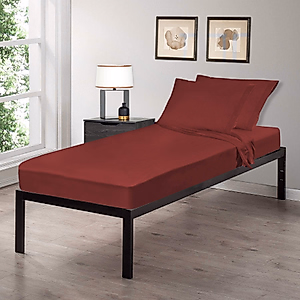 Gilbins Cot Size 30" x 75"x8 Sheet Set 4 Piece Fitted Flat 2 Pillowcases, Made of Cotton, Perfect for Camp Bunk Beds/RVs/Guest Beds Burgundy