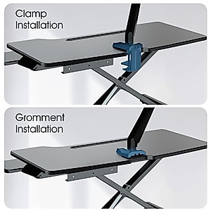 Joy Seeker Standing Desk Converter 30 Inches Stand up Desk Riser, Height Adjustable Dual Tier Sit Stand Tabletop Monitor Riser Workstation for Home Office with Deep Keyboard Tray for Laptop