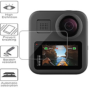 PCTC Screen Protector Compatible for GoPro Max 360 Waterproof Action Camera, Ultra Clear Tempered Glass Screen Protector Easy to Install(3 PCS)
