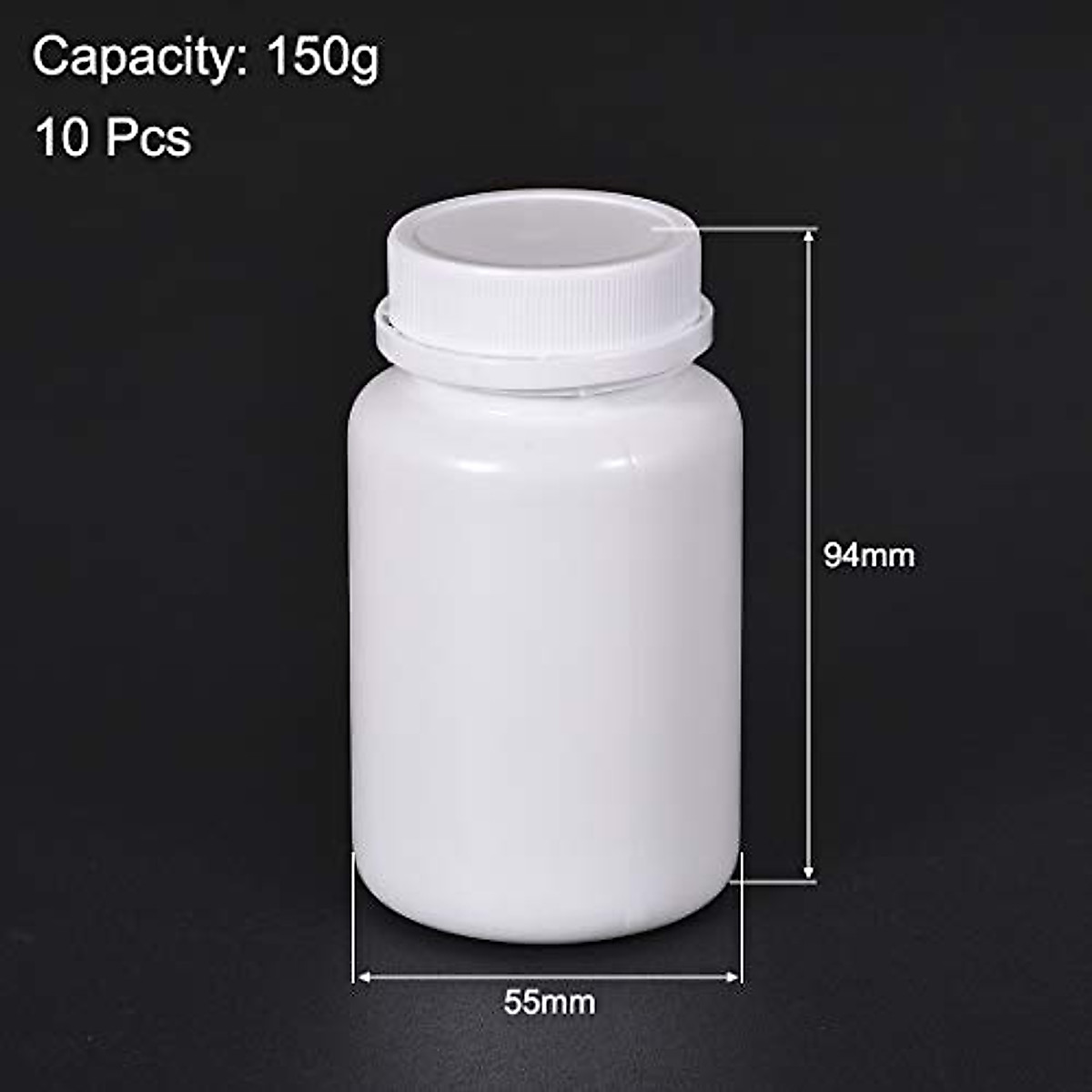 uxcell Plastic Lab Chemical Reagent Bottle, 150g Wide Mouth Sample Sealing Solid Storage Container 10pcs