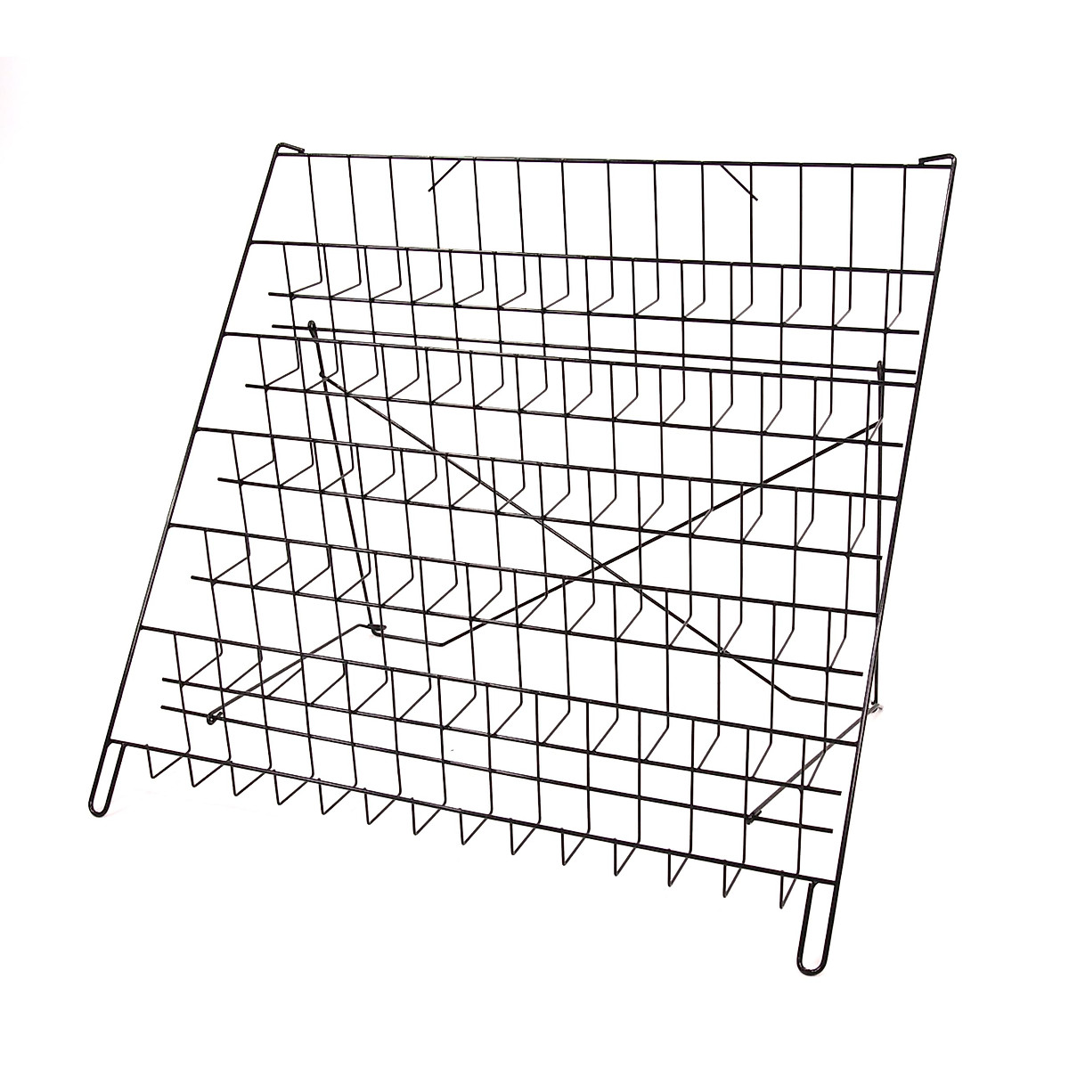 SSWBasics 6-Tier Black Wire Countertop Rack - 22"H x 29½”W x 18"D - Magazine Display Stand - Tabletop Book Display for Comics, Brochures, Cards, and Literature - Sleek, Sturdy, Collapsible Countertop
