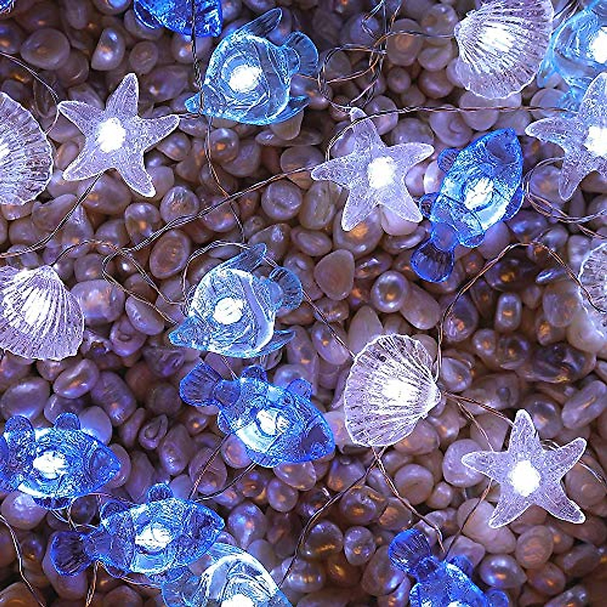 Seafish Shell Decorative String Lights 13.1 Ft 40LED Weatherproof Battery Operated 8 Modes Fairy Lights for Holiday Parties Bedrooms Weddings Gardens(Seafish Shell)