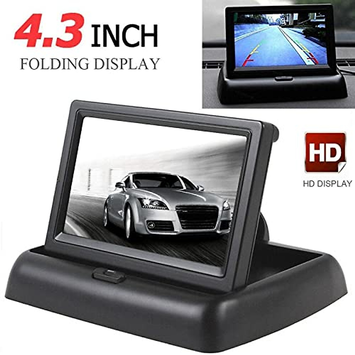 BAILIY 4.3" TFT LCD Car Display Monitor HD with Car Reverse Urveillance Rear Security Display G7V1 Moni Screen View Kits Parking Camera