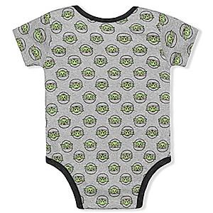 STAR WARS Baby Yoda Boys 3 Pack Bodysuits for Baby and Infant – Grey/Black/Green