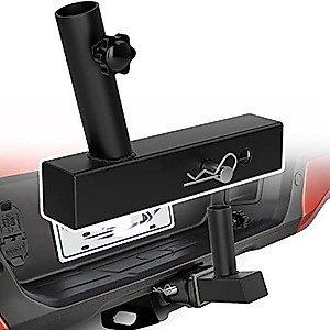 Universal 2 Inches Hitch Flag Pole Holder - Compatible with Jeep, SUV, RV, Pickup, Truck, Camper, Trailer. Anti-Wobble Screws and The Angled Holder Design