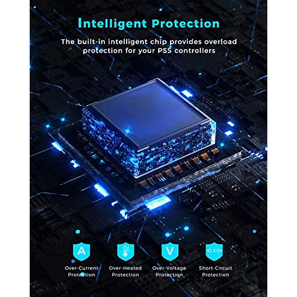 Vivefox Upgraded PS5 Controller Charger, Dual Charging Dock Station for Playstation 5 PS5 Controller with 5V/1.2A Fast Charging Cable, Playstation 5 Charging Station with LED Indicator