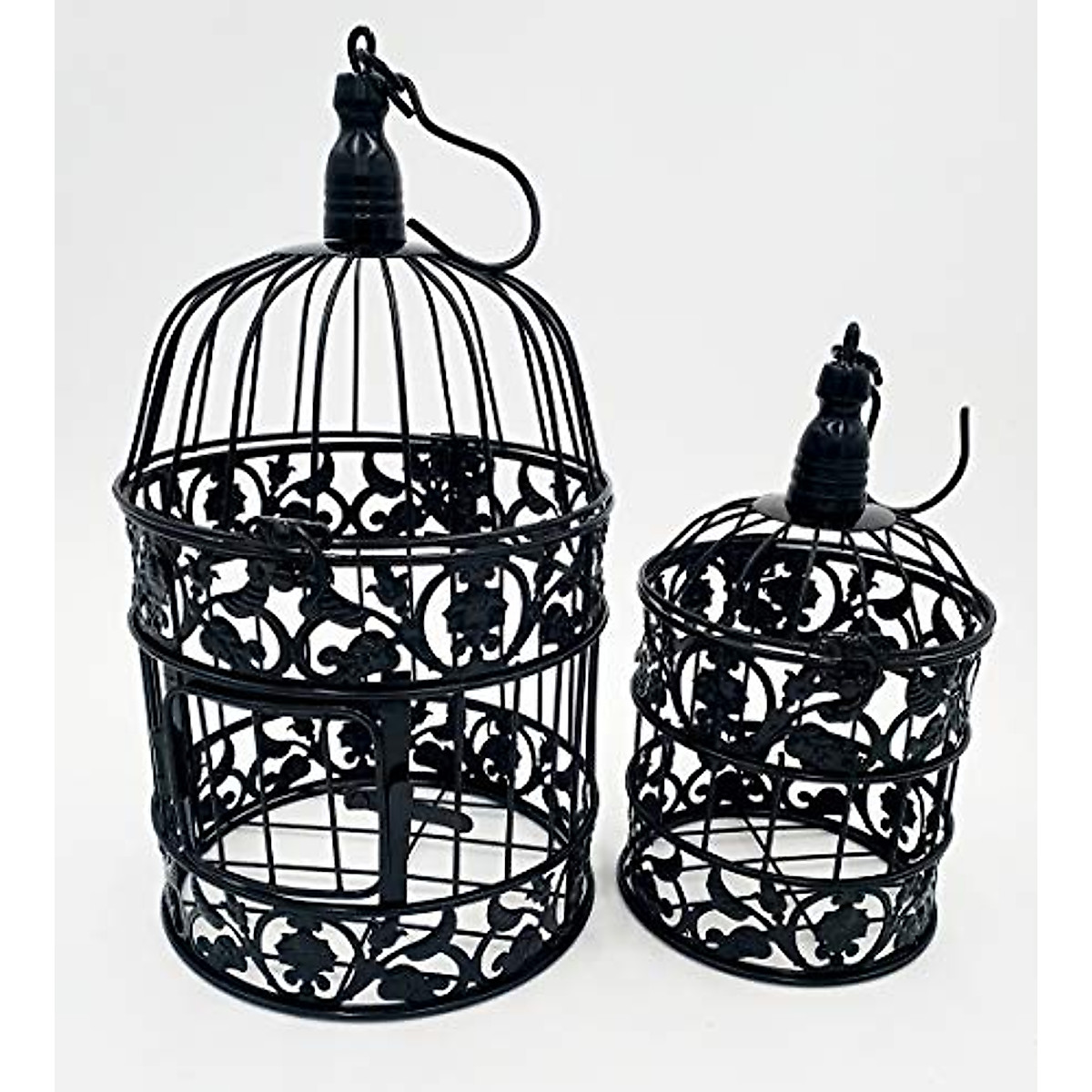 PET SHOW Round Birdcages Wedding Gift Cards Holder Metal Wall Hanging Bird Cage for Small Birds Party Indoor Ourdoor Decoration 10.6“ Black Pack of 1