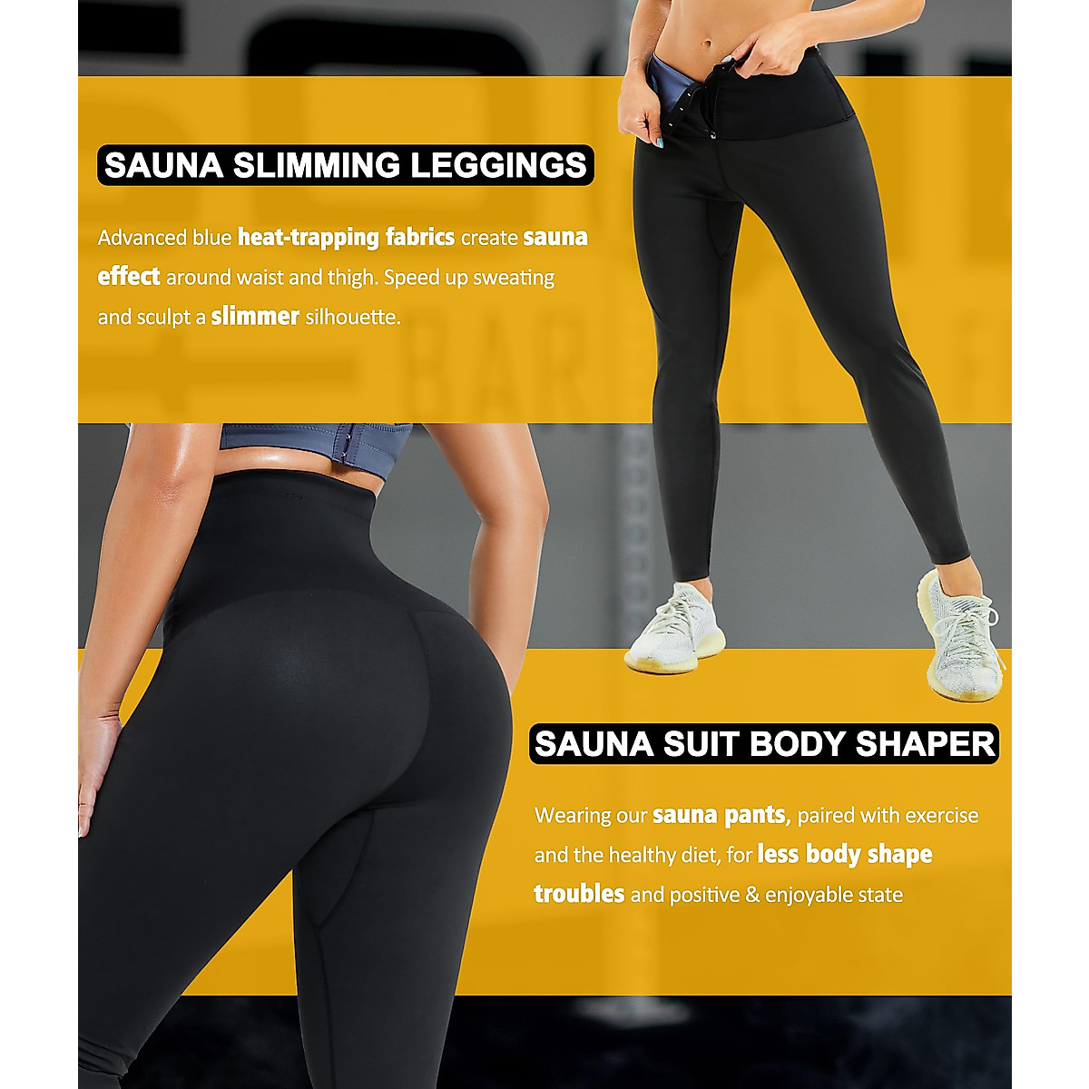 SCARBORO Sauna Sweat Pants for Women High Waist Compression Slimming Weights Thermo Legging Workout Body Shaper Sauna Suit