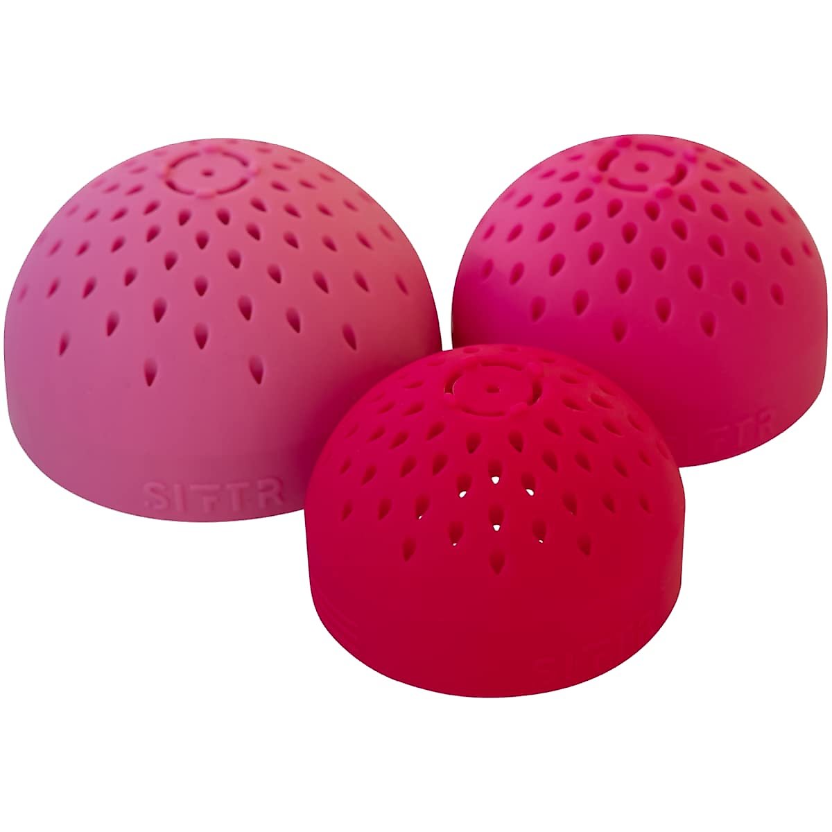 SIFTR (PINK) Nesting Can Strainer Mini Colander Set - Space Saving Small Colanders and Strainers - Multi Use Kitchen Gadget - Silicone Can Strainer