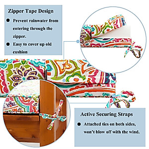 FUNHOME Outdoor Cushion Covers,42" x 18" x 3", No Insert! Patio Cushion Covers Replacement for Outdoor Furniture,Water Resistant Patio Bench Loveseat Cushion Covers 1 Pack, Melora Paisley(Covers ONLY)