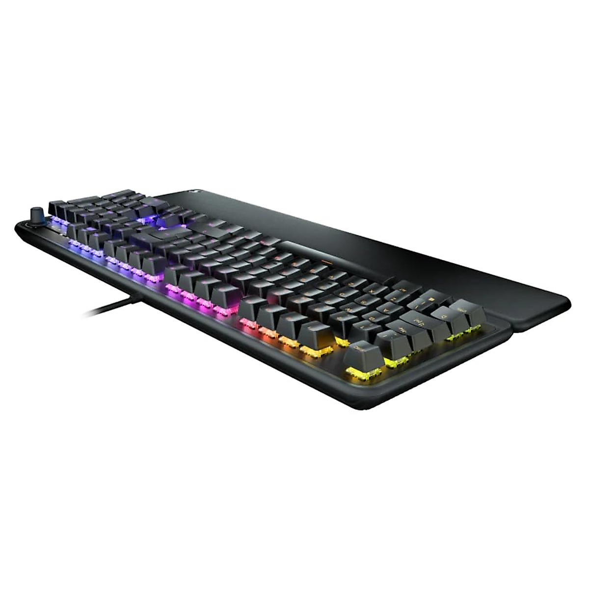 ROCCAT Pyro Mechanical PC Gaming Keyboard, RGB Lighting, AIMO Illumination, Wired Computer Keyboard, Detachable Wrist/Palm Rest, Linear Feel Red Switches, Brushed Aluminum Top Plate, Black