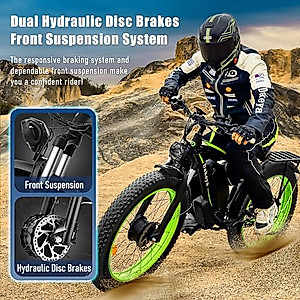 Dakeya Da06 Electric Bike for Adults,Dual Motor Ebike AWD 2000W,21-Speed 35MPH Mountain Snow Ebike with Removable 52V 23AH Battery,26" x 4.0 Fat Tire E-Bike with High-Capacity Cycling Pannier Bag