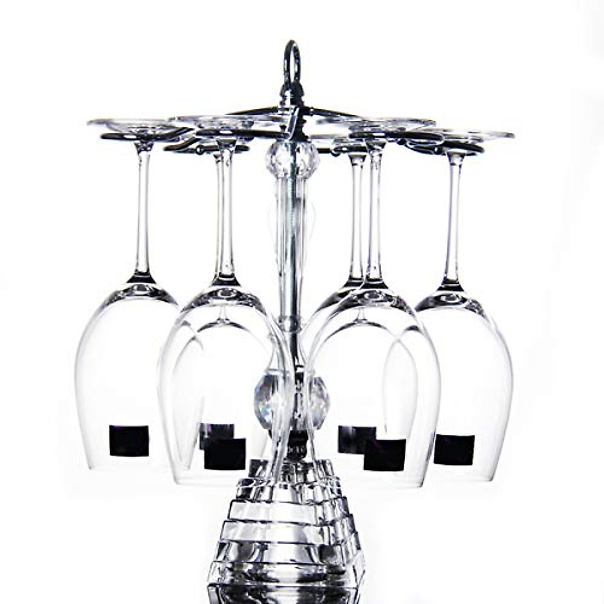 XINDAM 6 Hook Design Tabletop Stemware Rack/Rotate 6 Wine Glass Storage Holder Stand Air Drying Rack，Perfect for Bar, Wine Cellar, Basement, Cabinet, Pantry, etc