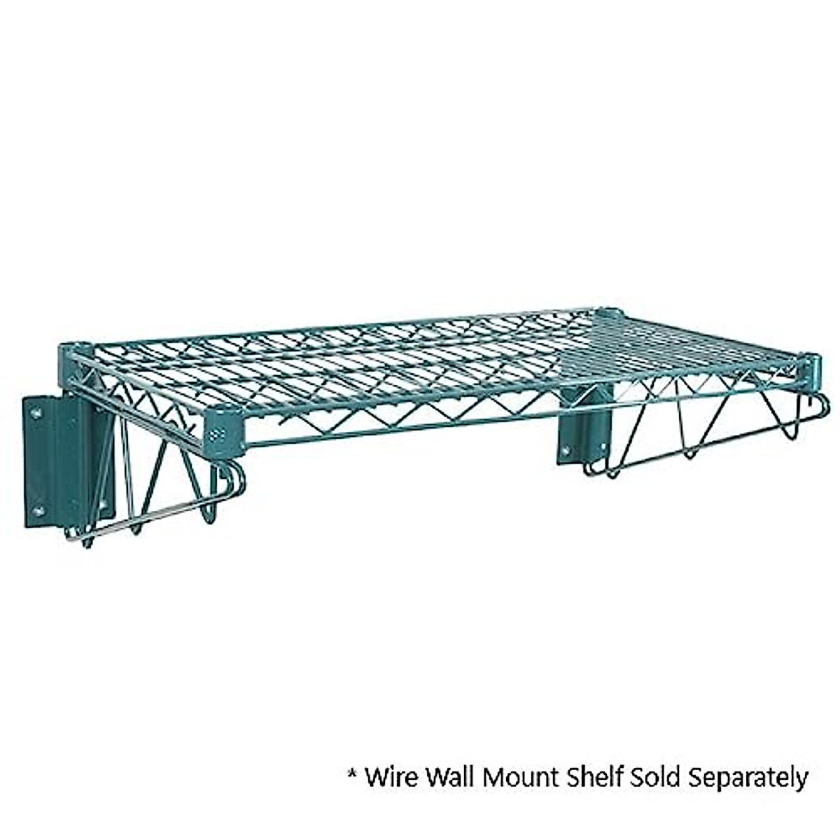 TrueCraftware 14” Single Shelf Support Direct Wall Bracket Green Epoxy Coated Iron- Wire Shelf Bracket for Pantry Kitchen Home Wire Wall Mount Shelf