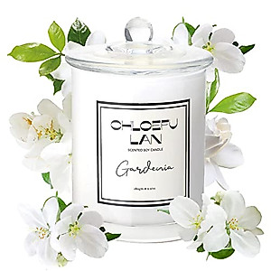 Chloefu LAN Gardenia Scented Candles for Home, Natural Soy Candle for Home Decor, Birthday Candle Gift for Women, 10 oz 65 Hours Burn