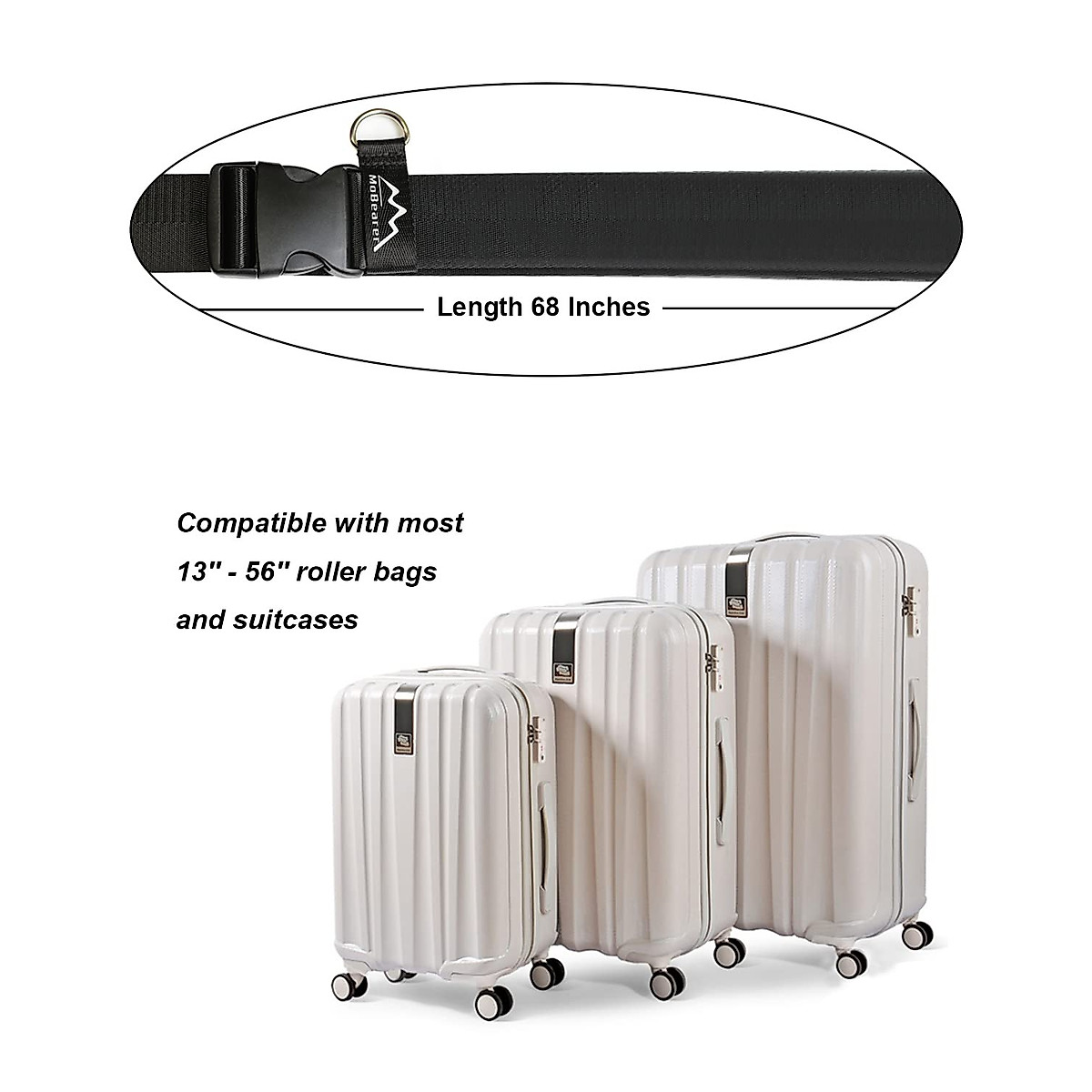 MoBearer Car Seat Travel Belt Adjustable Car Seat Travel Strap to Convert Kid Car Seat and Carry-on Luggage into an Airport Car Seat Stroller Safe Travel Solution for Transport Car Seat (BLACK, LARGE)