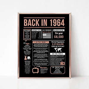 Katie Doodle Rose Gold 60th Birthday Decorations Party Supplies Anniversary Centerpiece Gifts for Women Turning 60 Years Old - Includes 8x10 Back in 1964 Print [Unframed], Rose Gold