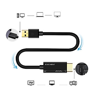 ELECABLE USB to HDMI Adapter Cable 6FT for Mac OS Windows 11/10/8/7/, USB 3.0 to HDMI Male HD 1080P Monitor Display Audio Video Converter Cord. (6FT)