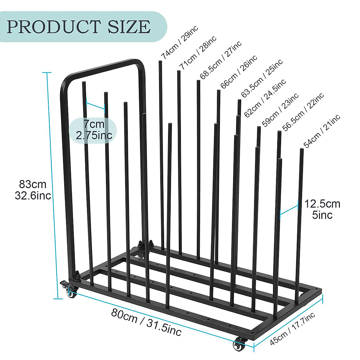 ikare Art Canvas Storage,Art Storage Rack,Metal Canvas Rack Art Storage with Handle & Caster Wheels,Canvas Rack for Art Studio,Gallery,Classrooms