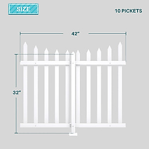 Coarbor 1 Set 84"x36" Vinyl Picket Fence Panel White PVC Garden Decorative Fence for Yard Border Outdoor Patio Pet Barrier Temporary Small Dog Fence(20 Pickets, Scallop)