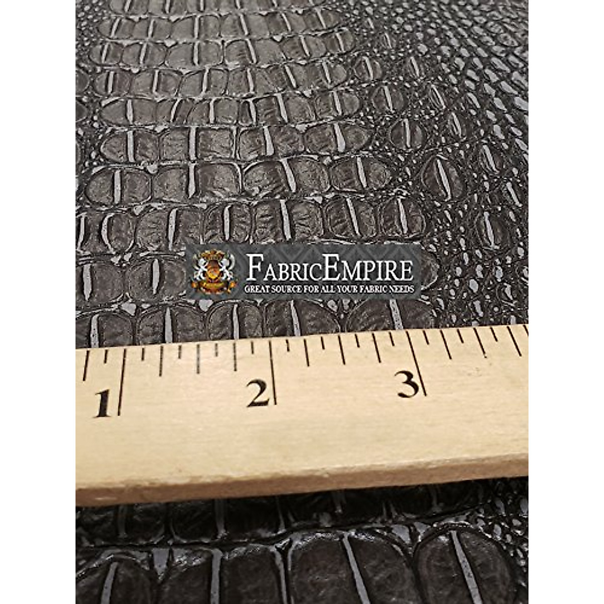 Vinyl Crocodile Allie Fake Leather Upholstery 54" Wide Fabric by The Yard (Ebony Black)