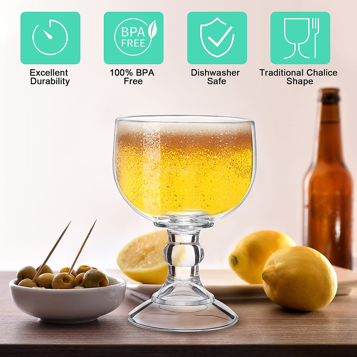 Set of 12 Schooner Beer Glass 21.5 oz Extra Large Margarita Glass Clear Fishbowl Glasses for Drinks Thick Bottom Goblet Glasses Shrimp Cocktail Cups for Drinking Coronaritas Beer Margarita Juice Water