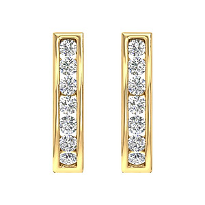 1 Carat Channel Set Diamond Women's Hoop Earrings in 14K Yellow Gold
