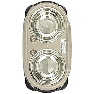 Petmate Easy Reach Pet Diner Elevated Dog Bowls 2 Sizes 2 Polished Colors, Black/Pearl Tan, Large (23479)