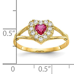 IceCarats 10K Yellow Gold Red White Cubic Zirconia CZ Heart Love Ring Size 8