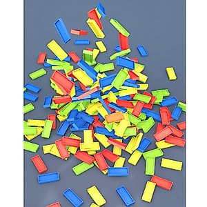 Tucimibo Dominoes Set Plastic STEAM Building and Stacking Bulk Toys Starter Kit Colorful Chain Reaction Toppling Blocks Educational Racing Tile Games 100 Pcs