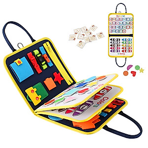 Arthopt Toddler Busy Board Montessori Toys for 1 2 3 4 Year Old Girls Boy Gifts, Preschool Educational Activities Busy Book for Learning Fine Motor Skills, Travel Toys for Toddlers Airplane Car